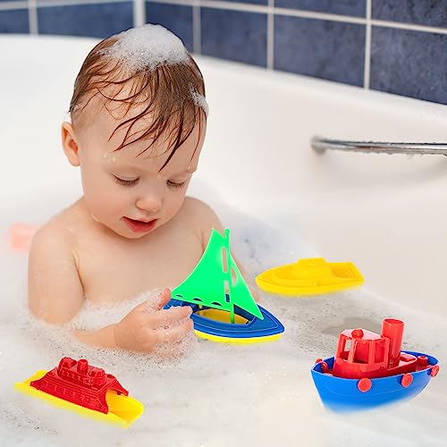 ArtCreativity Toy Boat Bath Toys for Kids & Toddlers, Set of 4, Kids Pool Toys for Outdoor Water Play, Floating Pool Boat Toys for Bathtub, Summer Beach Toys, Cute Party Favors for Boys and Girls