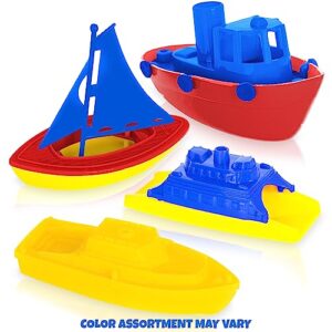 ArtCreativity Toy Boat Bath Toys for Kids & Toddlers, Set of 4, Kids Pool Toys for Outdoor Water Play, Floating Pool Boat Toys for Bathtub, Summer Beach Toys, Cute Party Favors for Boys and Girls