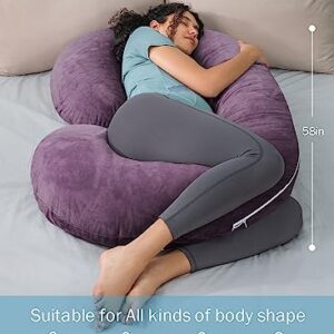 INSEN C-Shaped Pregnancy Pillow, Full Body Support for Sleeping and Nursing with Removable Cover