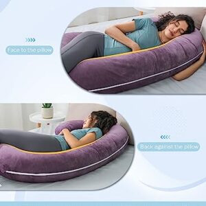 INSEN C-Shaped Pregnancy Pillow, Full Body Support for Sleeping and Nursing with Removable Cover