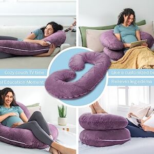 INSEN C-Shaped Pregnancy Pillow, Full Body Support for Sleeping and Nursing with Removable Cover