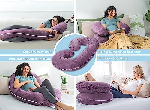 INSEN C-Shaped Pregnancy Pillow, Full Body Support for Sleeping and Nursing with Removable Cover