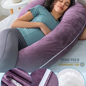 INSEN C-Shaped Pregnancy Pillow, Full Body Support for Sleeping and Nursing with Removable Cover