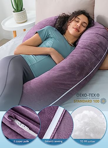 INSEN C-Shaped Pregnancy Pillow, Full Body Support for Sleeping and Nursing with Removable Cover