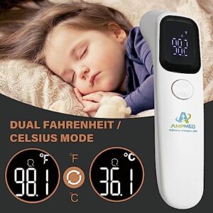 Amplim Non Contact/No Touch Forehead Thermometer for Adults, Kids, and Babies, Accurate Medical Grade Touchless Temporal Thermometer FSA HSA Approved, White