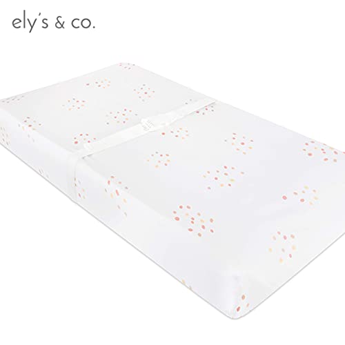 Ely’s &Co. Changing Pad Covers | Cradle Sheet 1-Pack Combed Jersey Cotton for Baby Girl - (Pink Raindrops)