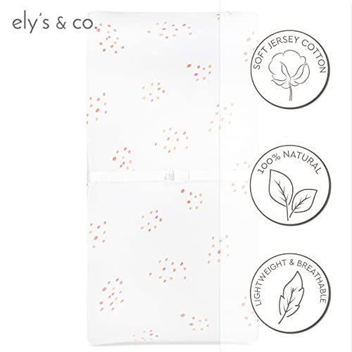 Ely’s &Co. Changing Pad Covers | Cradle Sheet 1-Pack Combed Jersey Cotton for Baby Girl - (Pink Raindrops)