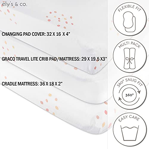 Ely’s &Co. Changing Pad Covers | Cradle Sheet 1-Pack Combed Jersey Cotton for Baby Girl - (Pink Raindrops)