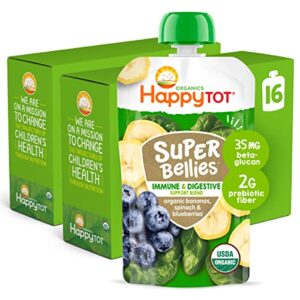 happy tot organics super bellies stage 4, organics bananas, spinach & blueberries, 4 ounce pouch, 16 count