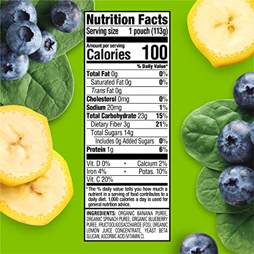 Happy Tot Organics Super Bellies Stage 4, Organics Bananas, Spinach & Blueberries, 4 Ounce Pouch, 16 Count