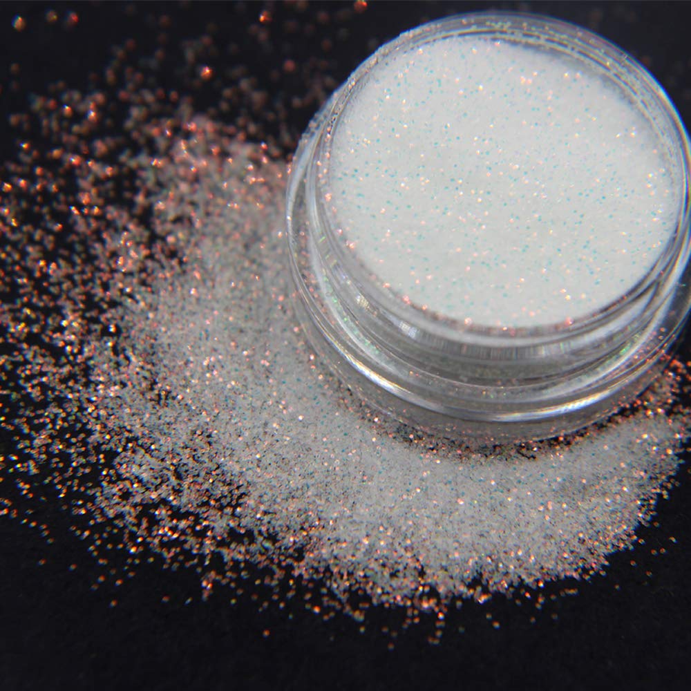 0.2mm Shimmer White Rainbow Nail Glitter Holographic Shining Sugar Nail Glitter Candy Coat Powder Sugar Coating Effect Powder Nail Pigment Powder Nail Art Decorations Dust Diamond Dust for Nails