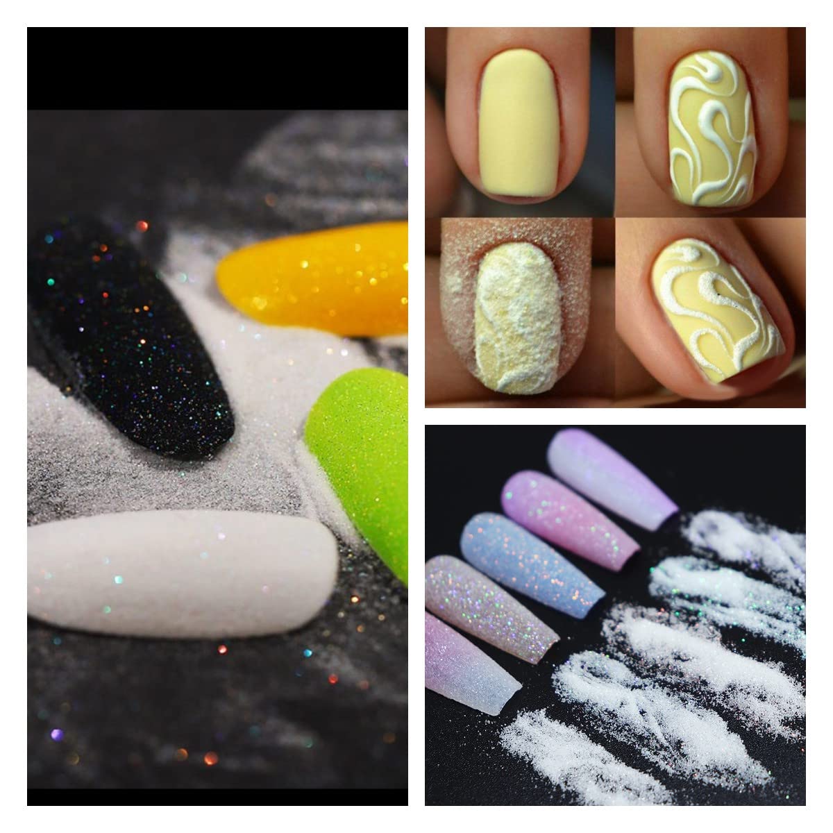 0.2mm Shimmer White Rainbow Nail Glitter Holographic Shining Sugar Nail Glitter Candy Coat Powder Sugar Coating Effect Powder Nail Pigment Powder Nail Art Decorations Dust Diamond Dust for Nails