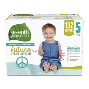 seventh generation baby diapers size 5 diapers protection diapers chlorine free size 5, 132 count