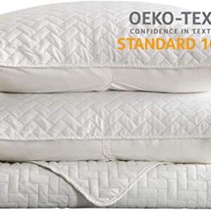 MERRY HOME Queen Size Quilt, 3-Piece Solid Quilts for All Season, Soft White Quilt Queen Bedding Cover Bedspread Set