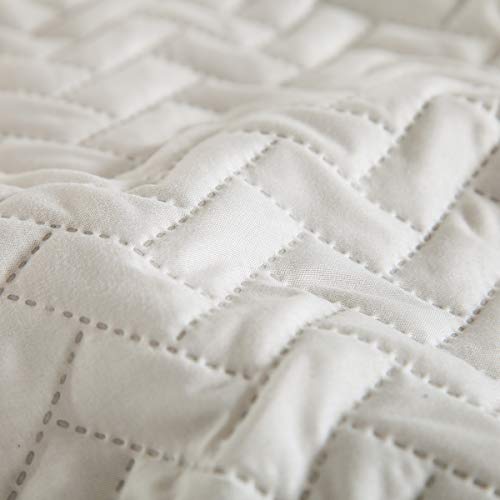 MERRY HOME Queen Size Quilt, 3-Piece Solid Quilts for All Season, Soft White Quilt Queen Bedding Cover Bedspread Set