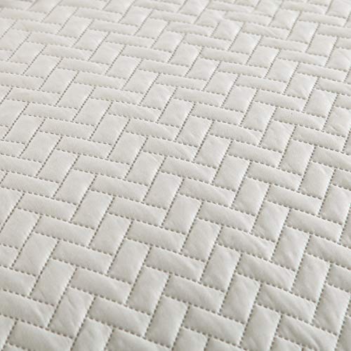 MERRY HOME Queen Size Quilt, 3-Piece Solid Quilts for All Season, Soft White Quilt Queen Bedding Cover Bedspread Set