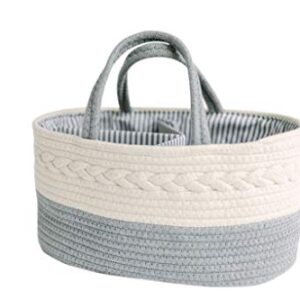 Stroller Society Diaper Caddy Organizer for Baby, Nursery Storage Basket, Cotton Rope Storage Basket (Gray)