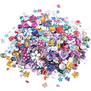 rhinestones acrylic flatback gems glue gemstone embellishments mix size mixed shapes diy crafts decoration pack of 50g(approx 250-300pcs)4-16mm(0.16-0.63inch) (style 1)