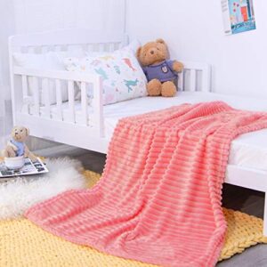 NTBAY Flannel Fuzzy Toddler Blanket, Fluffy Warm and Lightweight Reversible Stripes Design Baby Plush Blanket, 30x40 Inches, Pink