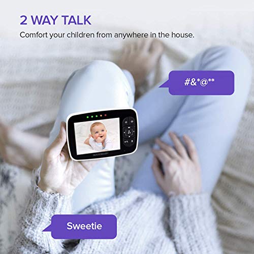 GoodBaby Baby Monitor with Remote Pan-Tilt-Zoom Camera|Keep Babies Safe with 3.5” Large Screen, Night Vision, Talk Back, Room Temperature, Lullabies, 960ft Range1