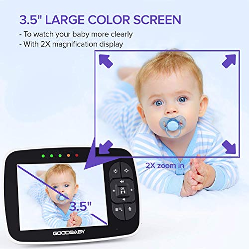 GoodBaby Baby Monitor with Remote Pan-Tilt-Zoom Camera|Keep Babies Safe with 3.5” Large Screen, Night Vision, Talk Back, Room Temperature, Lullabies, 960ft Range1