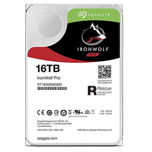 Seagate IronWolf Pro 16TB NAS – 3.5 Inch SATA 6GB/S 7200 RPM 256MB Cache for Raid Network Attached Storage, Data Recovery Rescue Service (ST16000NE000) (Renewed) Internal Hard Drive HDD