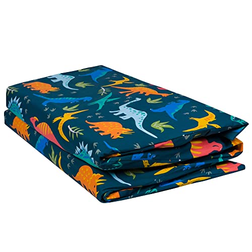 Wildkin Kids Nap Mat Cover for Boys & Girls, Sewn-in Flap Design Rest Mat Cover, Perfect for Preschool & Daycare, Fits our Vinyl Nap Mat up to 1.5 Inches Including Basic Sleep Mat (Jurassic Dinosaurs)