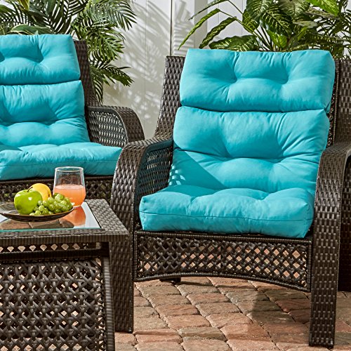 Greendale Home Fashions Outdoor 44 x 22-inch High Back Chair Cushion, Set of 2, Arctic