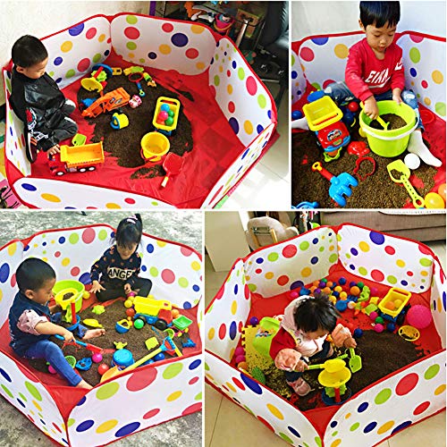 UHBGT Baby Playpen Foldable, Indoor & Outdoor Play Space Play Portable Playard with Bag, Versatile Play Space Children Playpen Hexagon Polka Dot for Garden/Backyard/Home