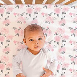 The Peanutshell Crib Sheet Set for Baby Girls, Pink Roses & Ditsy Floral, 2 Pack Set