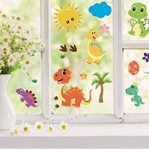 CCINEE 85 PCS Dinosaur Window Cling Decals for Kids,Assorted Cute Dinosaur Foot Print Eggs Window Sticker Decorations for Kids Toddlers