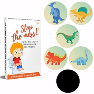 potty training seat magic sticker | dinosaur toddler potty training toilet color changing sticker | 5 pack toilet targets with free potty e book | use with or without potty chart or potty watch