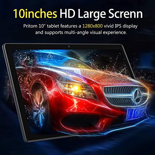 PRITOM Android Tablet 10 inch, M10, 2 GB RAM, 32 GB Android 10.0 Tablet, 10.1 inch IPS HD Display, GPS, FM, Quad-Core Processor, Wi-Fi (M10 Black)