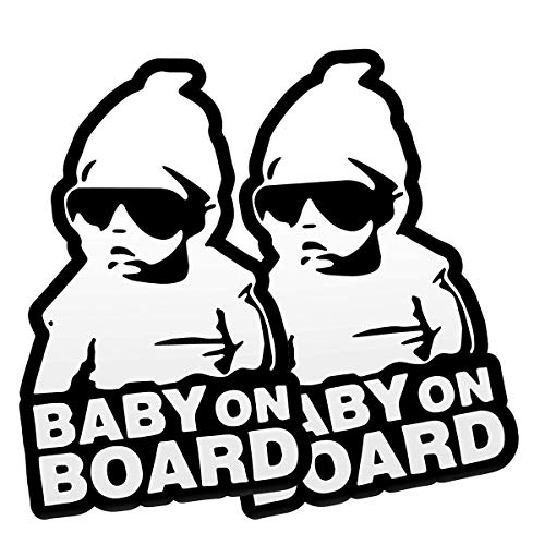 Baby on Board Sticker for Cars (2 PCS) Baby on Board Sign Decal No Need for Suction Cup or Magnets Strong Adhesive/Removable/Reflective/Waterproof