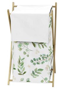 sweet jojo designs floral leaf baby kid clothes laundry hamper - green and white boho watercolor botanical woodland tropical garden