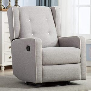 swivel rocker recliner chair, nursery glider chair, nursery rocking chairs, manual reclining chair, grey