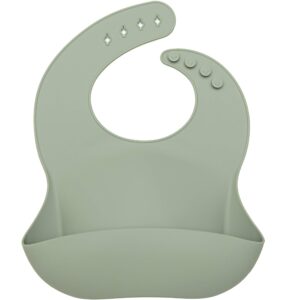 loulou lollipop waterproof baby silicone feeding bib - silver sage