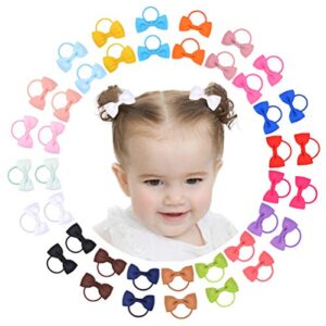 40pcs 2 inches baby girls hair bows ties mini boutique elastic hair rubber ribbon hair band accessories for kids toddlers infants (40 pcs), multi-colored