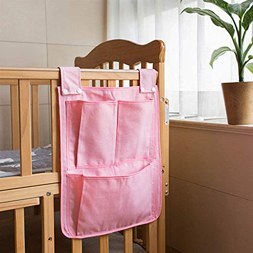 SiyuXinyi Pockets Bedside Storage Bag Caddy Hanging Diaper Organization for Baby Essentials, Hang on Crib, Practical hanging storage bag，Suitable Dormitory, double bed, Bedside storage！（Pink）