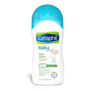 cetaphil baby daily lotion with organic calendula,hypoallergenic, sweet almond & sunflower oils,6.7 fl. oz (packaging may vary)