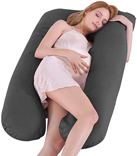 COSMOPLUS Pregnancy Pillow Cover U Shaped Full Body Pillow Case Cover for Maternity,Stretchy Cool Breathable Jersey Fabric, Provides Sleep and Pregnancy Support,Heather Grey