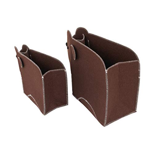 NoJo Brown Felt Bear Shaped 2Piece Nursery Storage Caddy Set, Brown, Black, White