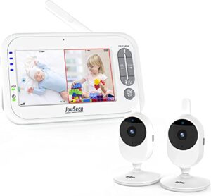 jousecu baby monitor with 2 cameras, video baby monitor, 4.3" lcd split screen,2-way audio, crying detection, night vision, temperature detection