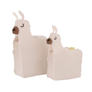 nojo white felt llama shaped 2piece nursery storage caddy set, white, tan