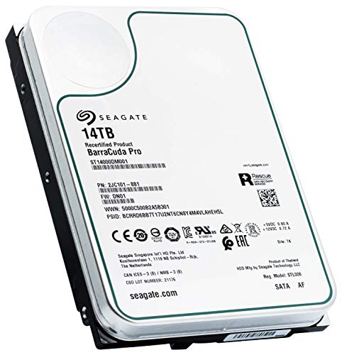 Seagate Barracuda Pro 14TB Internal Hard Drive Performance HDD – 3.5 Inch SATA 6 Gb/s 7200 RPM 256MB Cache for Computer Desktop PC (ST14000DM001) (Renewed)