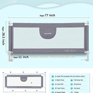 MBQMBSS 77" Bed Rail for Toddlers, Toddler Bed Rails for Queen Bed, Sturdy Baby Bed Rail Guard for King Size Bed, Extra Tall Bed Railing for Kids, Protective Bed Rail for Baby