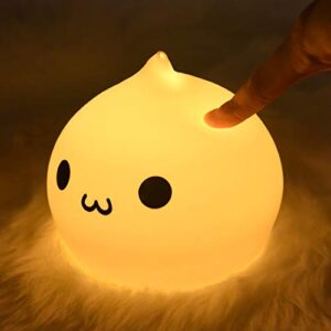 night light for kids, cute lamp dumpling light birthday gifts for girls boys, kawaii waterdrop nightlight silicone portable nursery battery powered animal night lights for baby toddler teen bedrooms