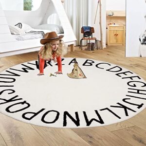 hiiarug abc large area rug for nursery soft kids play mat round educational alphabet floor area rugs non-slip for children toddlers nursery bedroom living room