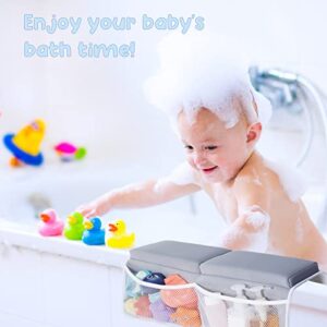 beiens Bath Kneeler and Elbow Rest Pad, 1.5'' Thick Quickly Dry Kneeling Pad and Elbow Support for Knee & Arm Support Large Bathtub Kneeling Mat with Toy Organizer for Happy Baby Bathing Time (Grey)