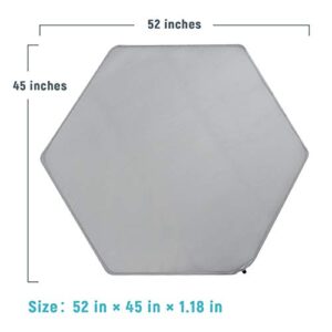 Minnebaby Hexagon Playpen Mat Compatible with hiccapop Portable Playpen & Regalo Play Yard, Self Inflating Playard Pad, Comfortable and Portable Playmat with Carrying Bag - Grey